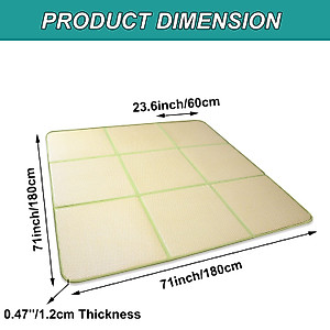 MYOYAY 71'' x 71'' Tatami Mat Rattan Japanese Floor Mats 0.47'' Thick Igusa Tatami Futon Mattress Non-Slip Breathable Memory Foam Tatami Area Rug Mat Bedroom Yoga Zen Sleeping Crawling(Green)