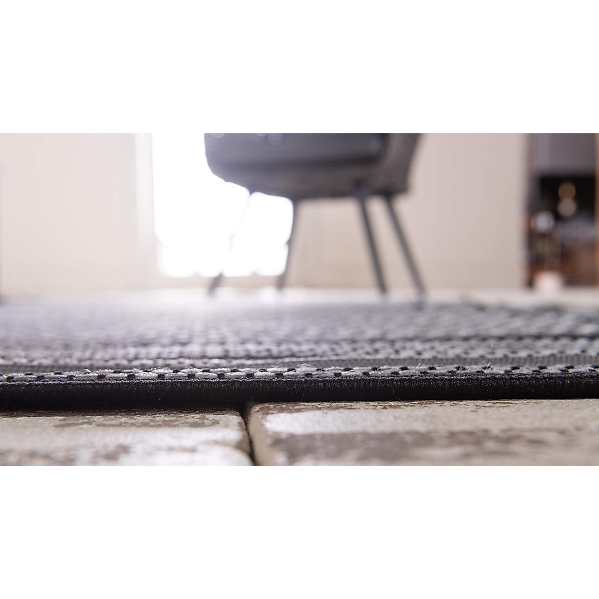 Unique Loom Outdoor Border Collection Area Rug - Multi Border (3' 3" x 5' 1" Rectangle, Gray/ Black)