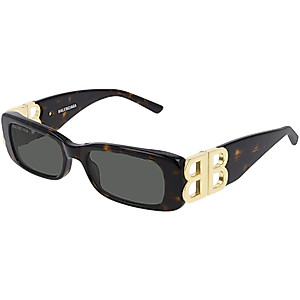 Balenciaga BB0096S Shiny Dark Havana/Green One Size