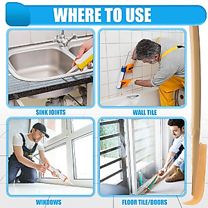 Gisafai 4 Size Set Rubber Caulking Tool Silicone Caulking Caulk Finishing Tool Caulking Kit Caulking Tips Set Caulk Applicator Tool with ABS Handle Grip for Brick Skirting Kitchen Bathroom