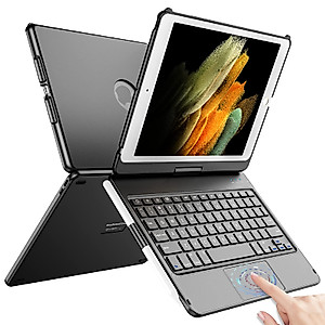 Touchpad Keyboard Case for iPad 10.2 9th/8th/7th Gen, Keyboard Case for iPad 9th Generation/8th/7th Gen-360° Rotatable Protective Cover with Pencil Holder (Black)