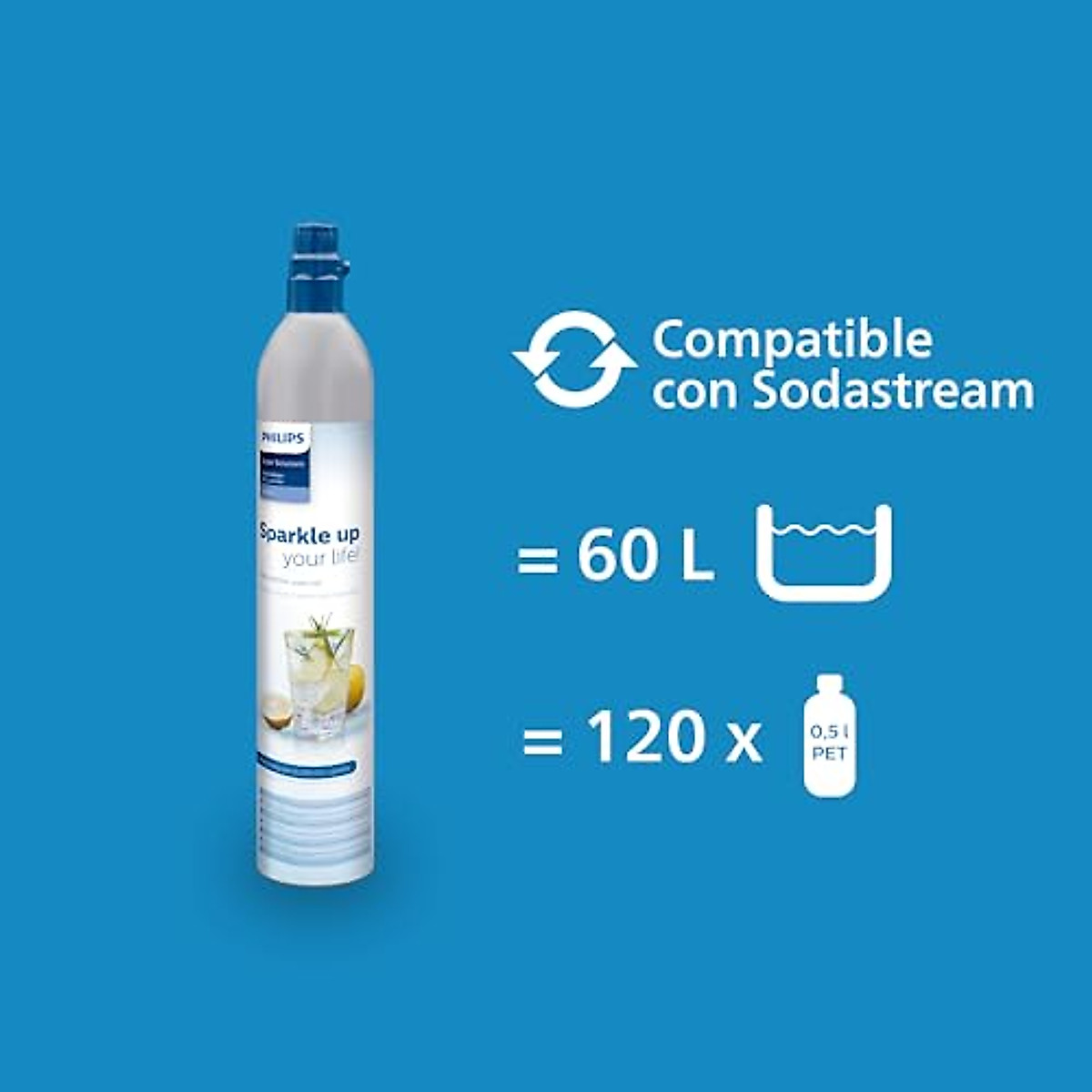 Philips Water ADD4902BK/10 GoZero Sparkling Water Maker, Plastic, 1 Liter, Black