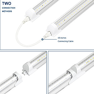 EPESTOEC LED Shop Light 4FT, 42W 6300LM 5000K Super Bright White,V Shape Integrated T8 LED Tube Light,High Output Linkable Shop Lights