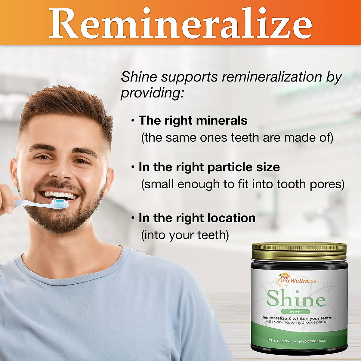 OraWellness Shine Remineralizing Natural Teeth Whitening Powder in Mint + Healthy Mouth Blend Organic Toothpaste & Mouthwash Alternative Tooth Oil