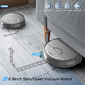 Robot Vacuum and Mop Combo, 2 in 1 Mopping Robot Vacuum Cleaner with Schedule, Wi-Fi/App/Remote, 2000Pa Max Suction, Self-Charging Robotic Vacuum, Slim, Ideal for Hard Floor, Pet Hair, Low-Pile Carpet