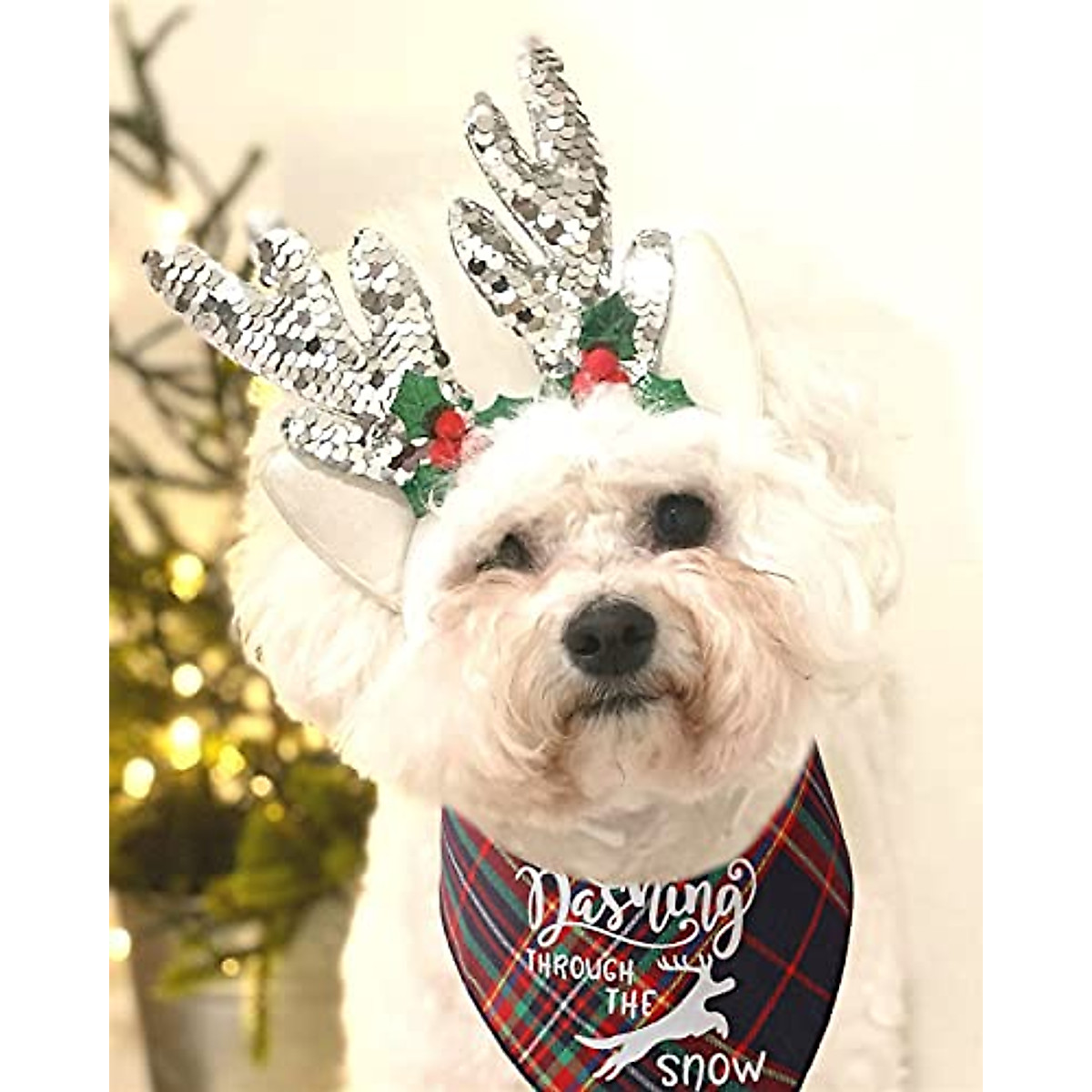 3 Pack Christmas Dog Bandanas - Classic Fall Plaid Christmas Xmas Dog Bandana Triangle Pet Scarf Bibs Kerchief Gift Set Pet Holiday Accessories Decoration for Small to Large Puppy Dog Cat