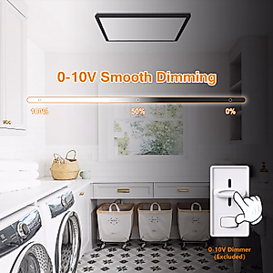 Mcacggo Black 2x2 Surface Mount LED Panel Lights, 40W-30W-20W & 5000K-4000K-3000K Selectable, 0-10V Dimmable, Square, for Kitchen, Shop, 100-277V, ETL, 2 Pack