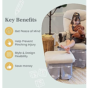 Glider Skirt, Universal Fit Safety Skirt for Glider Chair and Ottoman for Nursery, Baby Proofing Pinch Guard, Glider Chair and Ottoman Sold Separately, Slate Arrow Style