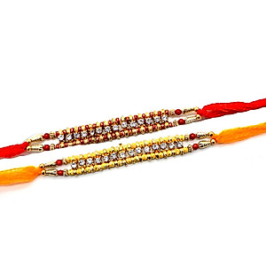 WhopperIndia Set of 2 14 Stone Rakhi | Rakhi Bracelet | Raksha bandhan Rakhi | Rakhi for Brother | Rakhi for Sister | Rakhi for Bhaiya | Rakhi for Bhabhi | rakhi for boys | Indian Rakhee | Rakhdi
