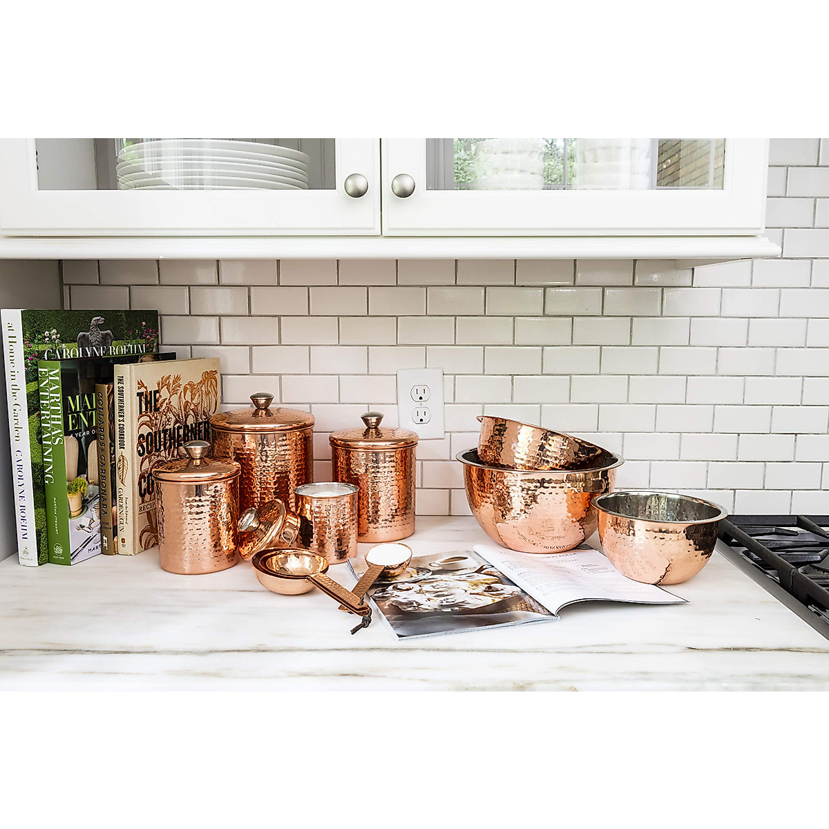 Creative Co-Op Hammered Stainless Steel Bowls in Copper Finish (Set of 3 Sizes)