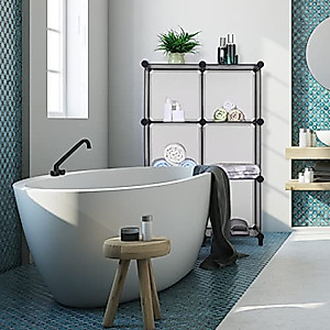 ANWBROAD Cube Storage Organizer 6-Cube Closet Organizers and Storage DIY Modular Plastic Closet Cabinet Book Shelf Cubes Organizer Storage Shelving for Home Bedroom Office Living Room Gray ULCS006H