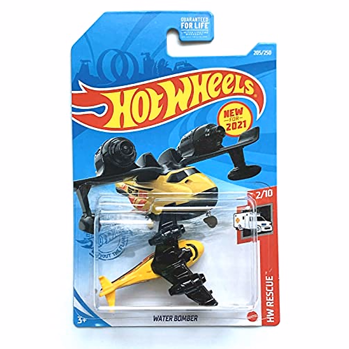 DieCast Hotwheels Water Bomber, HW Rescue 2/10 [Black and Yellow] 205/250