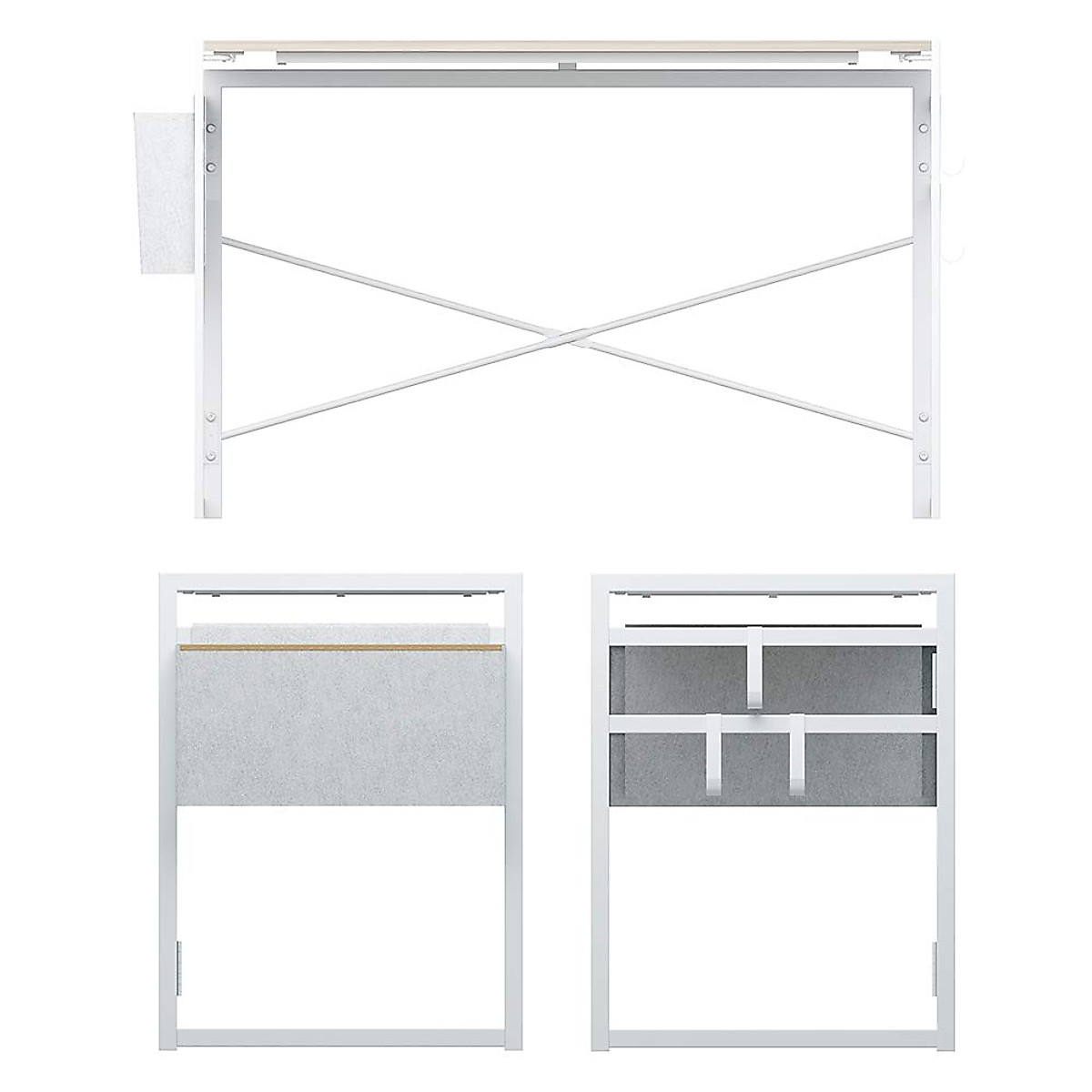 JSB Folding Computer Desk with Cloth Bag Hook, No-Assembly PC Desk Modern Small Work Table Laptop Writing Desk for Home Office (35.43” x 17.7” x 29.53”, White & Cloth Bag)