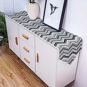 Big buy store Table Runner Gray Wave Striped Zig Zag Chevron Cotton Line Table Covers for Dinner Kitchen Wedding Indoor and Outdoor Parties Nordic Style Table Setting Decor -13 x 36 inch