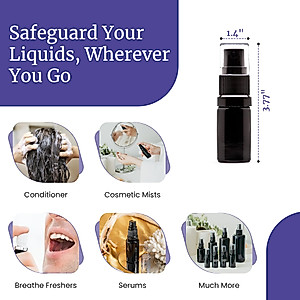 Infinity Jars Black Ultraviolet Glass Fine Mist Spray Bottle 20 Ml (.67 fl oz) Cleaning Products Refillable Containers Homemade Perfume Blends Room, Sprays Bath Beauty Hair, Screw Top Bottles
