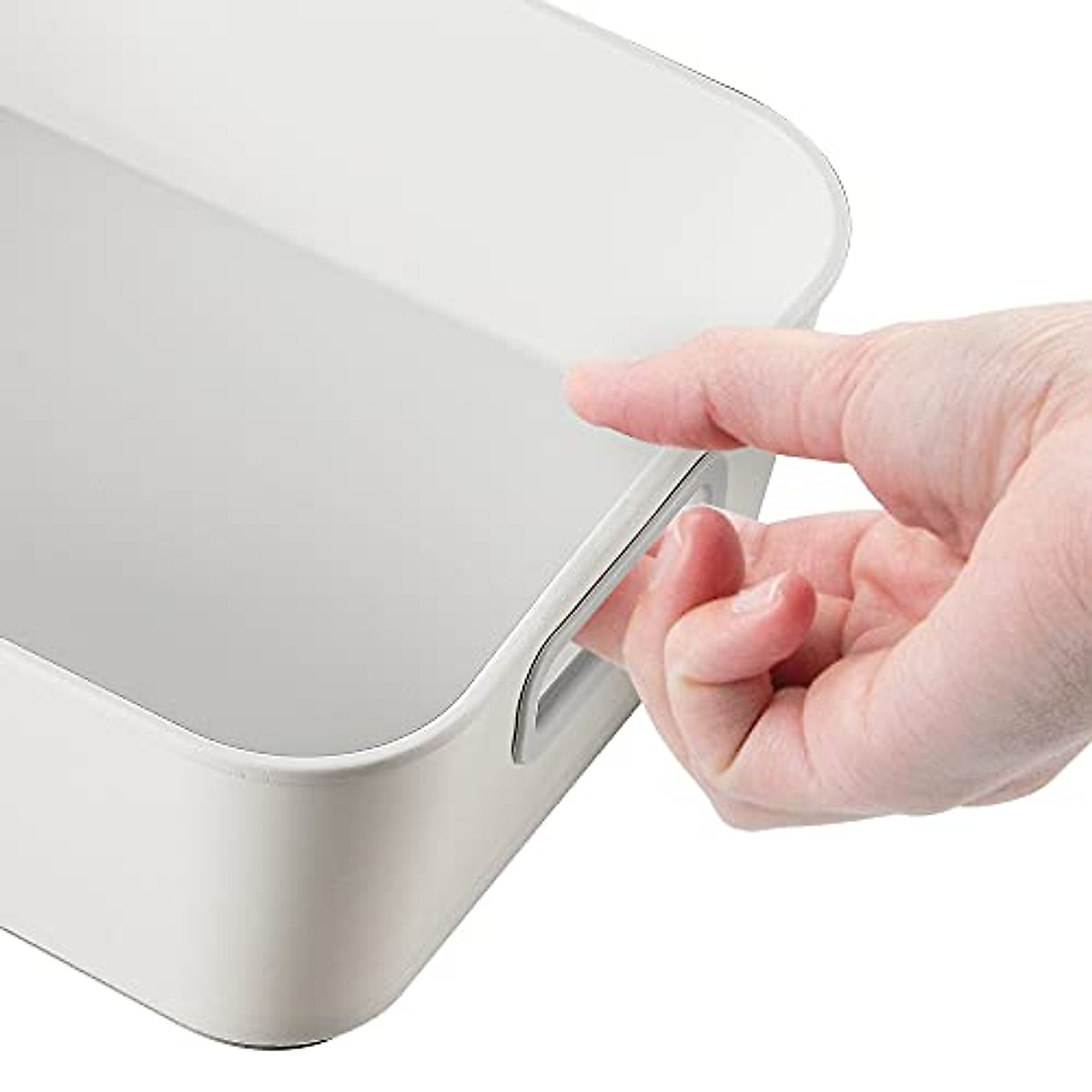 Plastic Storage Basket, Open Storage Bin with Handles - Organizer for Kitchen, Bedroom, Under Sink Bathroom Organizer, Toy Baskets, Food Storage Containers for Organizing - 3 Pcs (White)