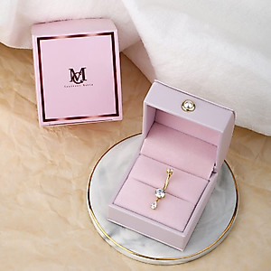 CM Crareesi Mania 10K Solid Gold Belly Button Ring Dangle 10K Yellow Gold Belly Rings 14G Navel Piercing Jewelry Teardrop Belly Bars