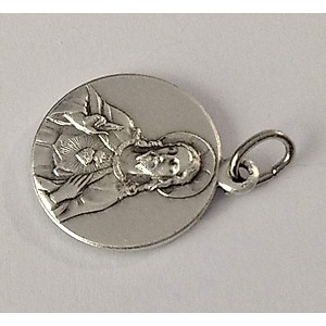 THE SACRED HEART OF JESUS AND MARY MEDAL (THE TWO SACRED HEARTS IN JUST ONE MEDAL) - 100% MADE IN ITALY (Round Shape)