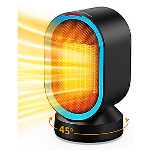 TABYIK Space Heater Indoor, Portable Heater 45° Oscillating Fast Electric Heater with 7 Safety Protections Small Space Heaters for Indoor Use Office Desk Home (Black)