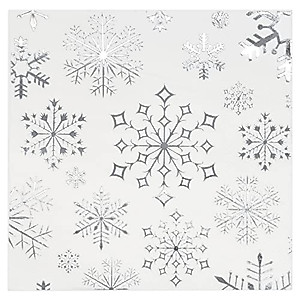 100 Christmas Snowflake Cocktail Beverage Napkins Holiday Disposable Paper Napkin Silver White Snowflakes Dessert Napkins for Home Dinner Buffet Xmas Decorative Tableware Party Supplies Decorations