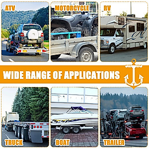 Windyun 12 Pack Tow Truck Straps Lasso Wheel Lift Straps Lasso Tow Strap with D Ring 11, 000 Lbs Break Strength Auto Tie Down Auto Hauler for Trailer Truck Tie