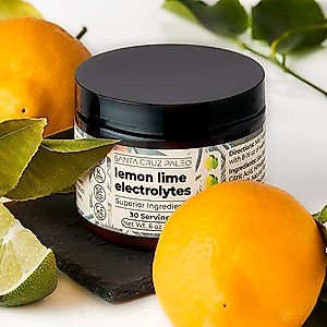 Santa Cruz Paleo Real Salt Electrolytes Powder, Lemon Lime, Hydration Drink Mix Made with Himalayan Pink Salt, Sea Salt, Magnesium Glycinate, Gluten & Sugar Free, Keto, Paleo, 30 Servings, 1 Jar