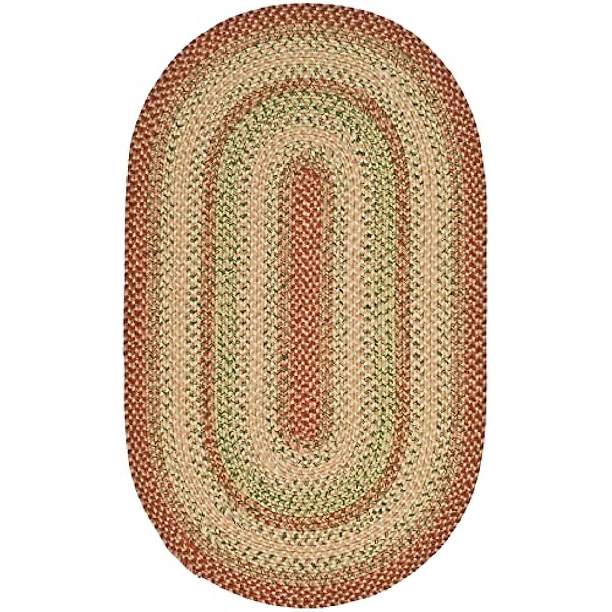 SAFAVIEH Braided Collection 2'6" x 4' Rust / Multi BRD303A Handmade Country Cottage Reversible Accent Rug