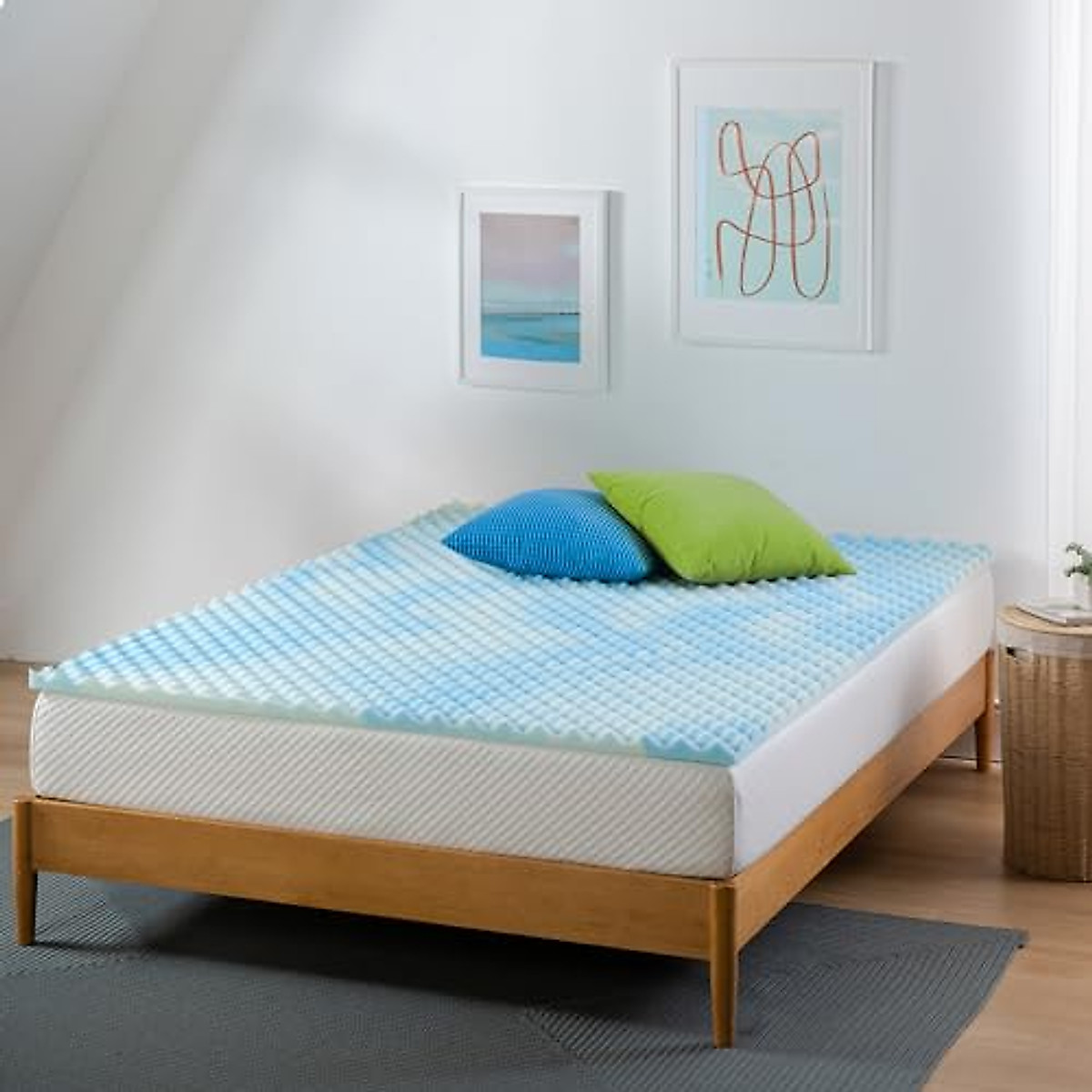 ZINUS 1.5 Inch Swirl Gel Cooling Memory Foam Mattress Topper, Smaller, More Convenient WonderBox Packaging, Cooling, Airflow Design, CertiPUR-US Certified, Full