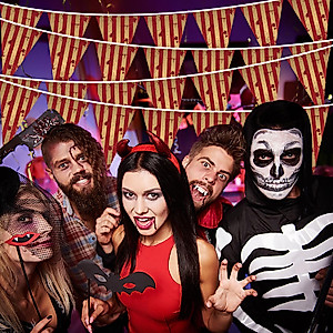 Halloween Decoration Evil Circus Clown Carnival Porch Banner,WELLCOME TO CARNIVALC Clown Sign Hangging Bloody Splatter Carnival Decor Triangle Bunting Flag for Halloween Decoration Carnival Birthday