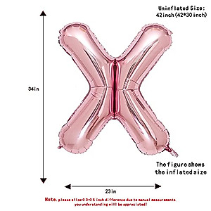 Letter Rose Gold X Balloons,40 Inch Single Rose Gold Alphabet Giant Letter Foil Balloons Aluminum Hanging for Wedding Birthday Party Decoration Helium Air Mylar Balloon