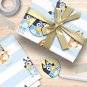 Danilo Promotions LTD Bluey 3 Pack of Wrapping Paper, 6 Sheets 6 Tags Bluey Wrapping Paper