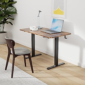 Our Modern Space Height Adjustable 44 Inches MANUAL Standing Desk - Ultra Durable Home Office Large Rectangular Computer or Laptop Sit Stand Workstation Table - 44 x 24 inches - RUSTIC