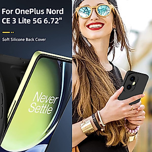 RYKQ for OnePlus Nord N30 5G / OnePlus Nord CE 3 Lite 5G Case and 2 Pack Tempered Glass Screen Protector, Slim Silicone Shockproof Protective Case Cover - Black