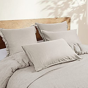 PHF 100% Linen Pillowcases Standard Size, Set of 2, No Insert, Washed French Flax Pillow Cases with Envelope Closure, Luxurious Breathable Comfy Pillow Shams, 20" X 26", No Filling, Linen Basic