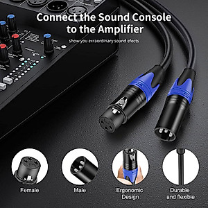 AuxLink XLR Cable 50ft 2 Pack, XLR Microphone Cable Male to Female, Balanced XLR Cable Suitable for Preambles, Speaker Systems, Radio Station and More