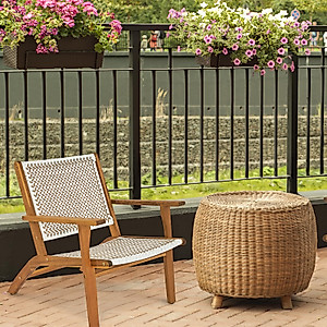 VINGLI Outdoor Lounge Chair Acacia Wood Chair, Woven Outdoor Chair Mid Century Reclining Chair for Patio Lawn Garden Backyard Deck Balcony