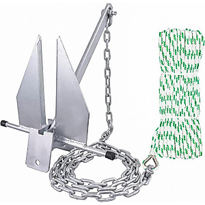 MARINE SYSTEM Anchor Kit Fluke Anchor with Anchor Chain and Boat Anchor Rope Set for Boats Pontoon, Deck, Fishing, and Sail (10 lb)