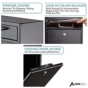 AdirOffice Wall Mount Mailbox - Mailbox with Lock and Keys- Durable Wall Mounted Locking Mailbox and Cash Drop Box for House, Apartments and Bussiness After Hours Deposits