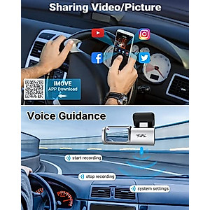 Front Dash Camera for Cars, 2K 2560P Dash Cam 1.47'' IPS Screen Car Camera Built-in WiFi, Mini Car Dashboard with Night Vision G-Sensor Voice Guidance 24H Parking Mode Loop Recording Support 128GB Max