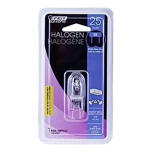 Feit Electric BPQ25/G8/CAN/6 25W Dimmable G8 Halogen Light Bulb, 6-Pack, 3000k warm white (1.8"" h)