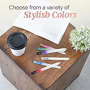 ClassyLady Glass Nail File - Crystal Nail File, Filing Board for Professional Fingernail Care and Smooth Precise Filing, Easy to Clean - Yellow/Pink with case