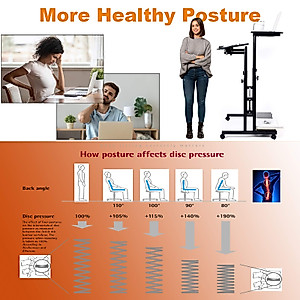 Zytty Small Standing Desk, Portable Standing Desk with Wheels Standing Laptop Desk Mobile Standing Desk for Home Office Adjustable Standing Desk, Stand Up Computer Desk Rolling Laptop Cart, Black