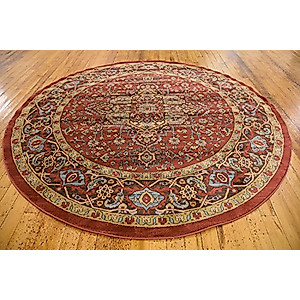 Unique Loom Sahand Collection Traditional Geometric Classic Red Round Rug (8' 0 x 8' 0)