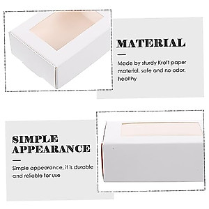 NUOBESTY 50pcs Packaging Boxes Mini Cake Containers Clear Bread Box Soap Container Treat Box Compact Paper Box for Cookie Small Cake Boxes Packing Box Storage Box Carton Airplane Box White