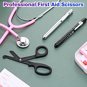 Chumia 24 Pack Trauma Shears and Pen Light with Pupil Gauge, Nurse Accessories for Work Bandage Scissors Nurse Scissors and LED Penlight Reusable for Nurse Doctor Nursing Students Supplies (Black)