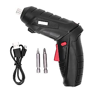 Portable Electric Screwdriver USB Rechargeable with 2pcs Bit Tool Set for Drilling Repair cordless screwdriver rechargeable screwdriver small electric screwdriver (Black 4.2V)