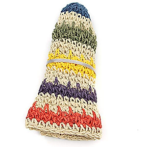 Minache Foldable Wide Brim Colorful Crochet Straw Hat Outdoor Sun Visor Hat UPF 50+ Summer for Women Girl, Creamy White