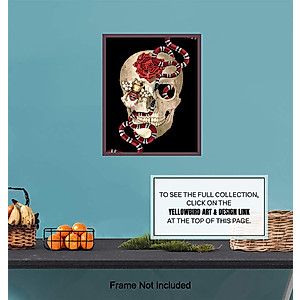 Poster of Wall Art - Gothic Skull Wall Decor - Snake Picture - Glam Print for Room or Home Decoration - Fashion Design - Designer Gifts for Women, Wife, Her, Teens, Girls - Glamour Couture