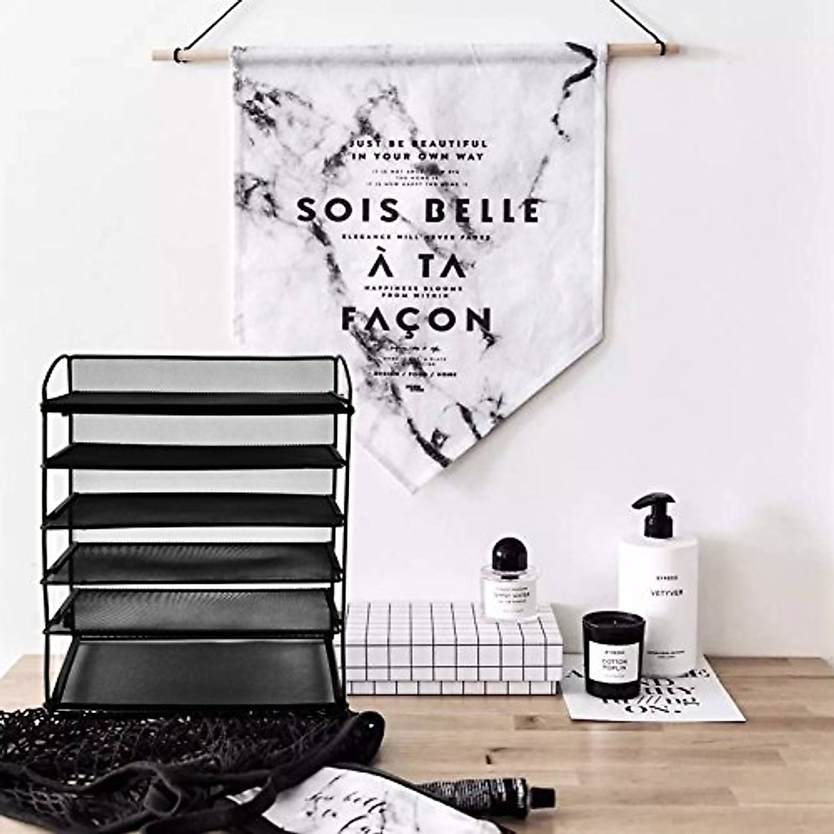 Easepres 6-Tier Mesh Desktop File Organizer Document Letter Tray Holder for Office or Home, Black