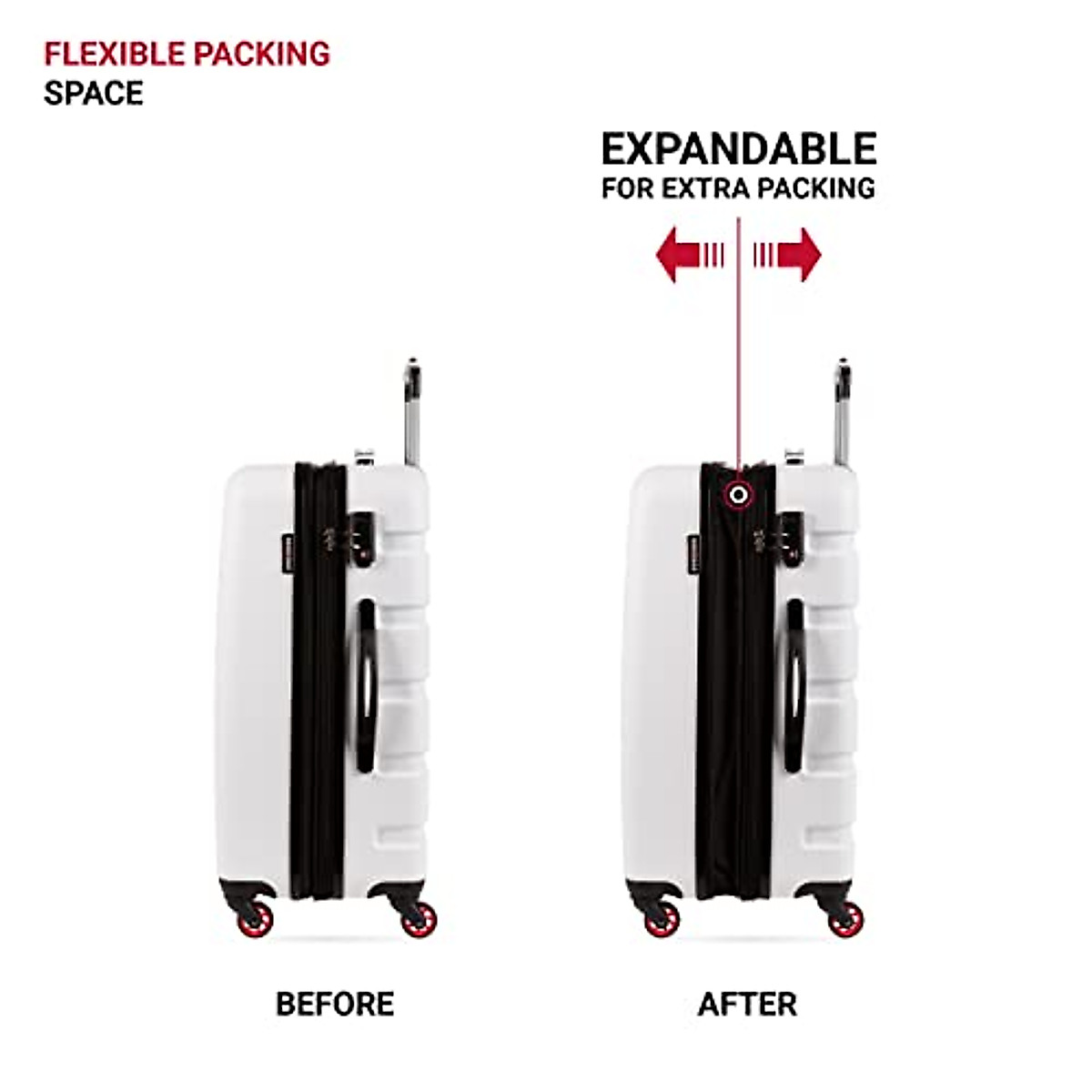 SwissGear 7366 Hardside Expandable Luggage with Spinner Wheels, White, Checked-Medium 23-Inch